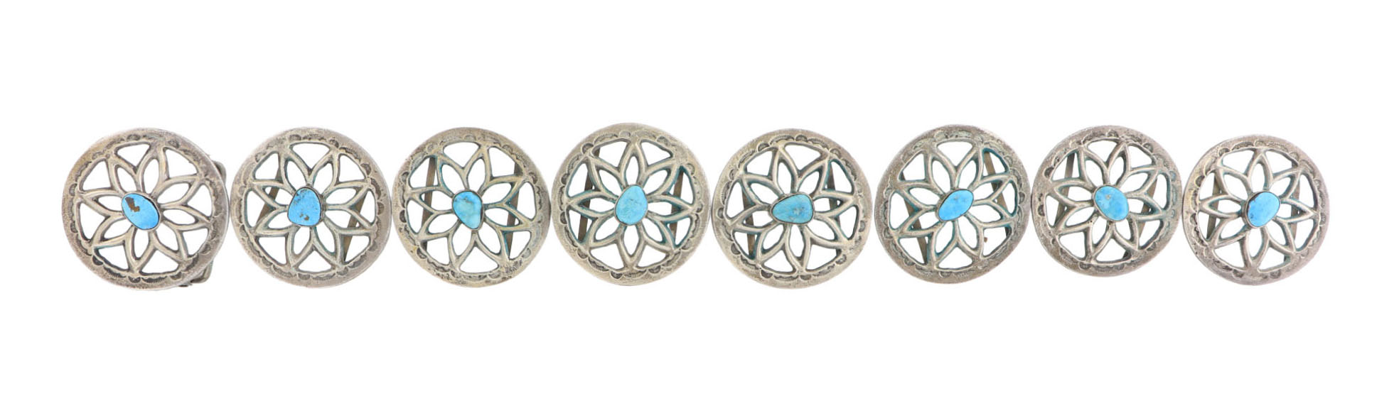 Eight Part Vintage Sandcast Concho Pieces