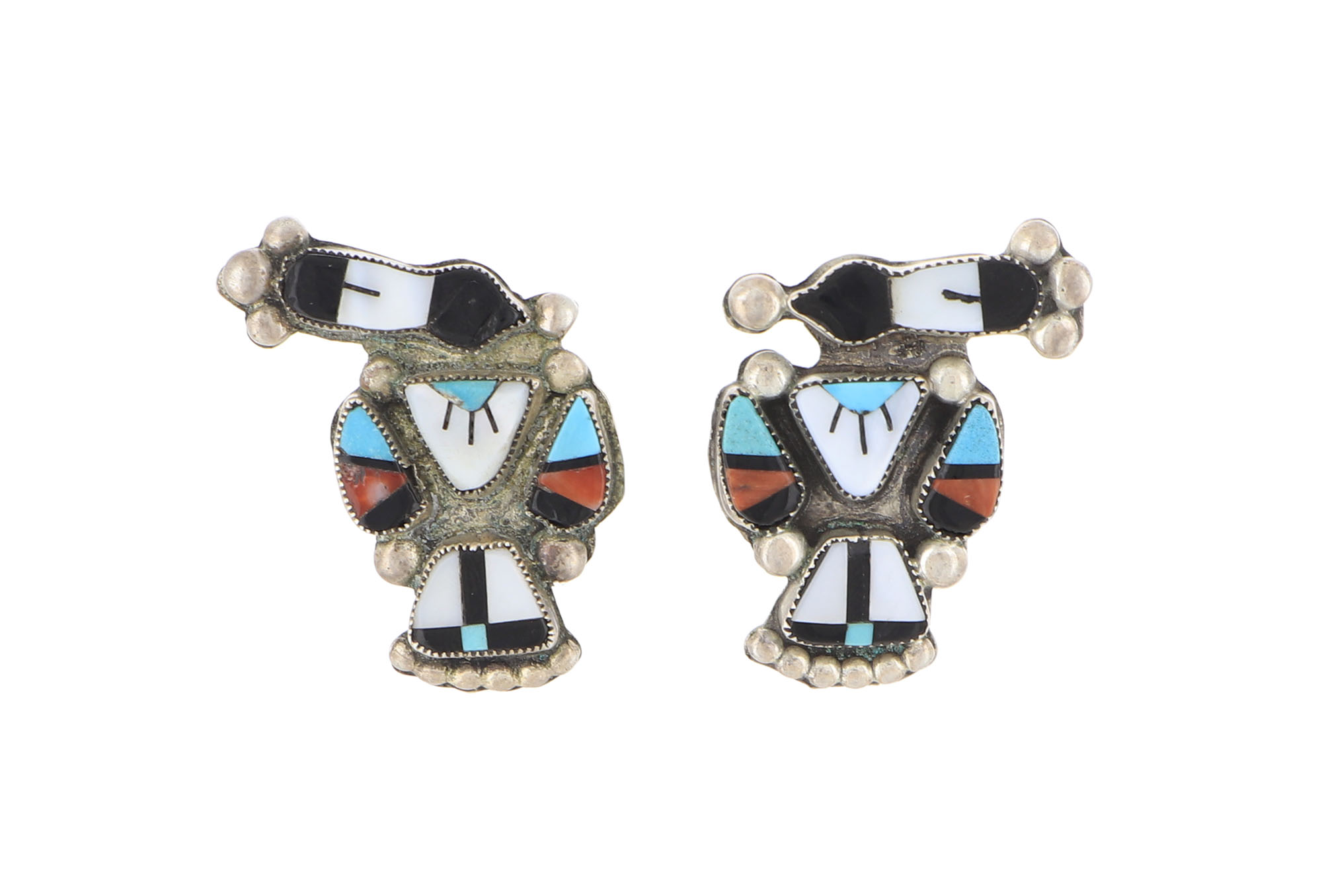 Zuni Cuff Links with Inlay Bird Designs